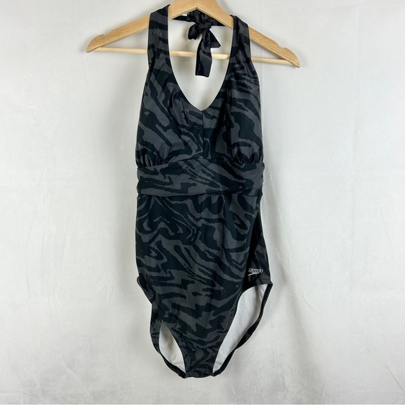 Speedo | Swim | Speedo Halter One Piece Swim Suit Animal Print Grey ...